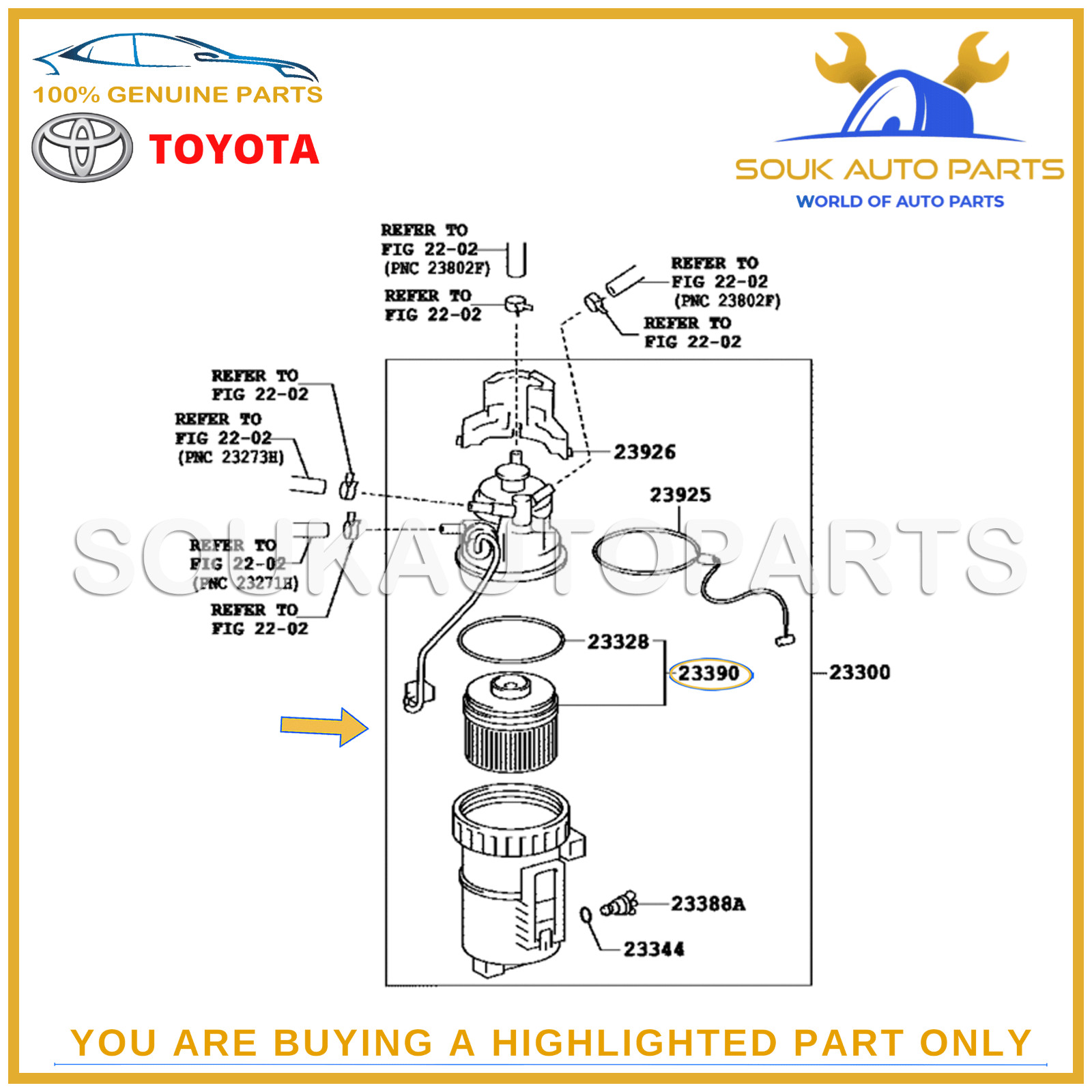 TOYOTA 233900L070 - Cross reference fuel filters