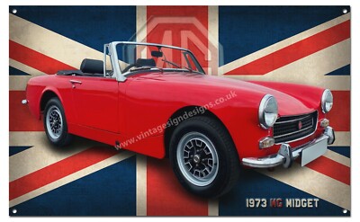 1973 CLASSIC MG MIDGET CAR ART METAL SIGN. 16" X 10" - GARAGE ART - MAN ...