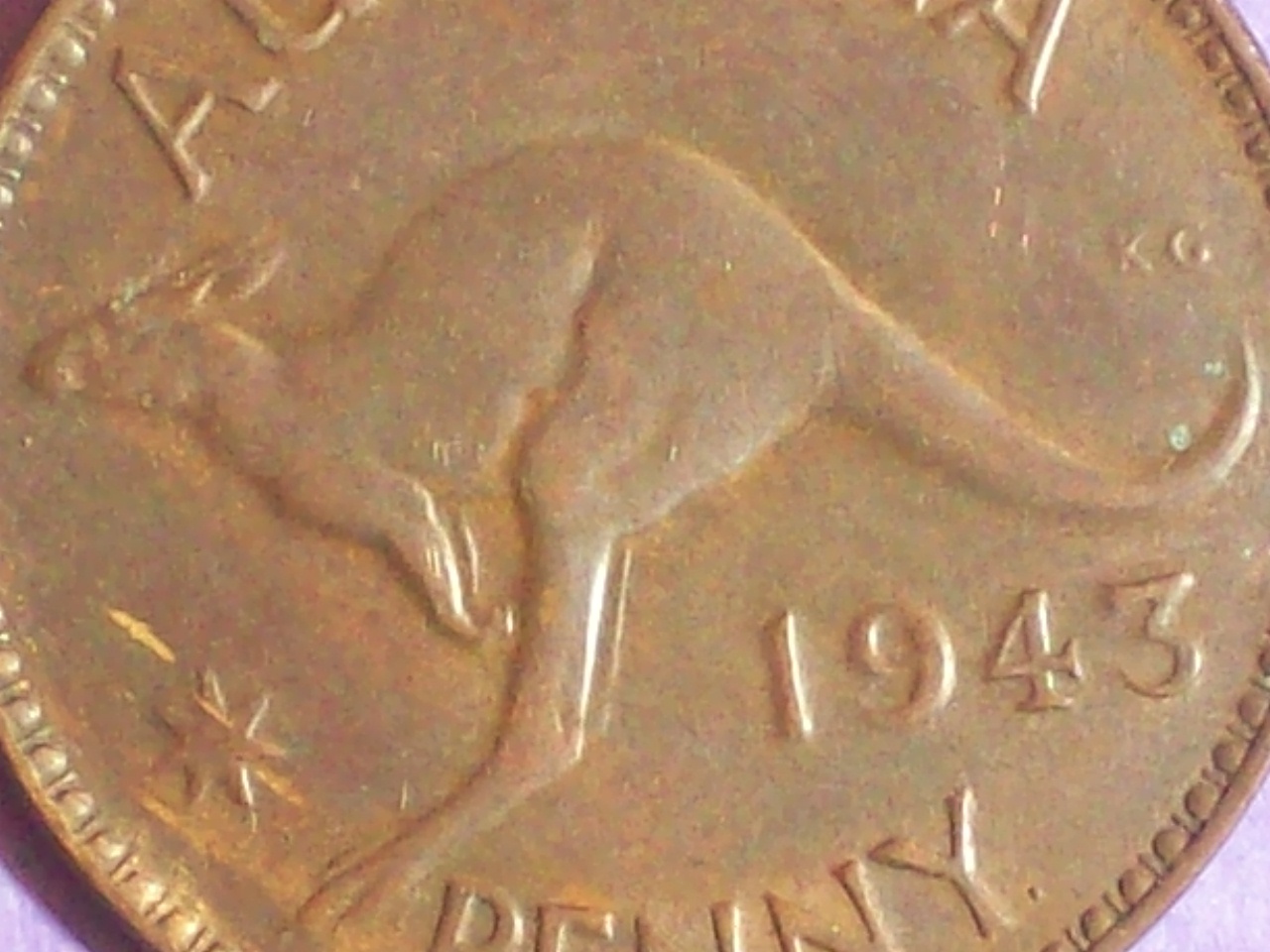 COIN AUSTRALIA 1943 PENNY GEORGIUS VI D: G: BR: OMN: REX F: D: IND: IMP ...