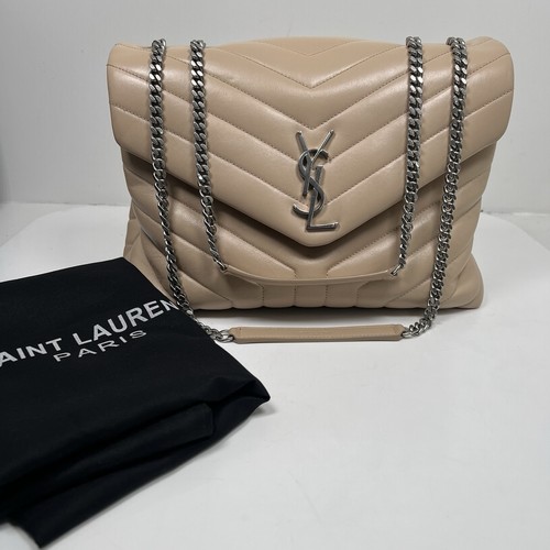 Authentic Saint Laurent YSL Beige/Tan LouLou Medium Chain Shoulder Bag ...