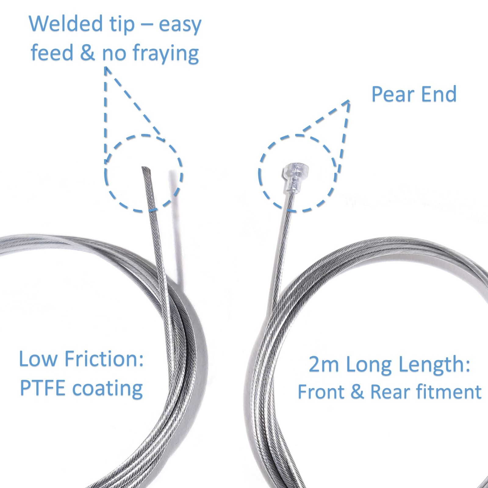 BRAKE CABLES For Road Racing Bikes & Cycles Pear End Inner Wire inc End ...
