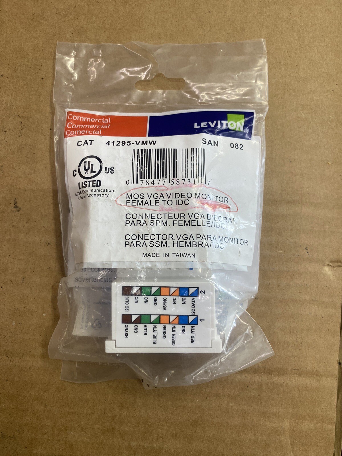 Leviton 41295-VMW VGA Monitor MOS Module, 110-Style Termination, White ...