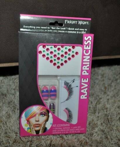 Rave Princess Makeup Kit Tattoos Press On Nails Eyelashes Halloween ...