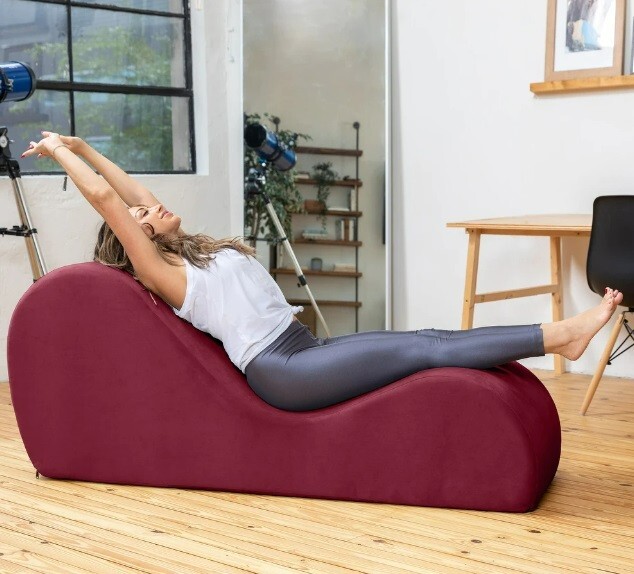 Red Chair Yoga Chaise Sofa Velvet Couch Couples Gift Day Bed Sex Kama ...