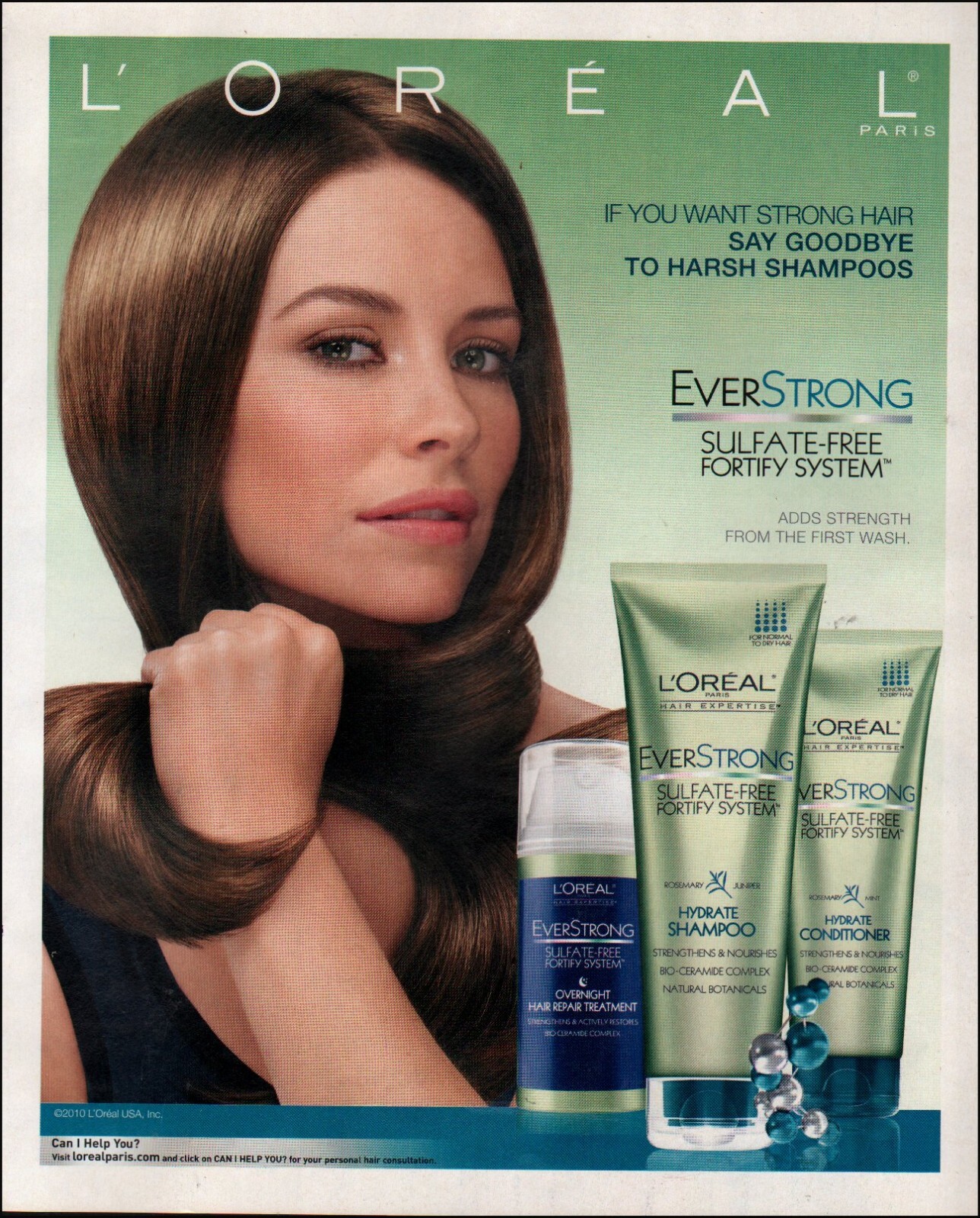 2010 Print ad Loreal modern cosmetic shampoo model Evangelina Lily 06 ...