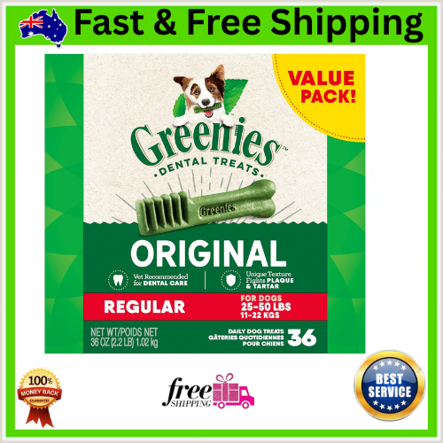 GREENIES Canine Dental Dog Treats Original Regular 36 Chews Value Pack ...