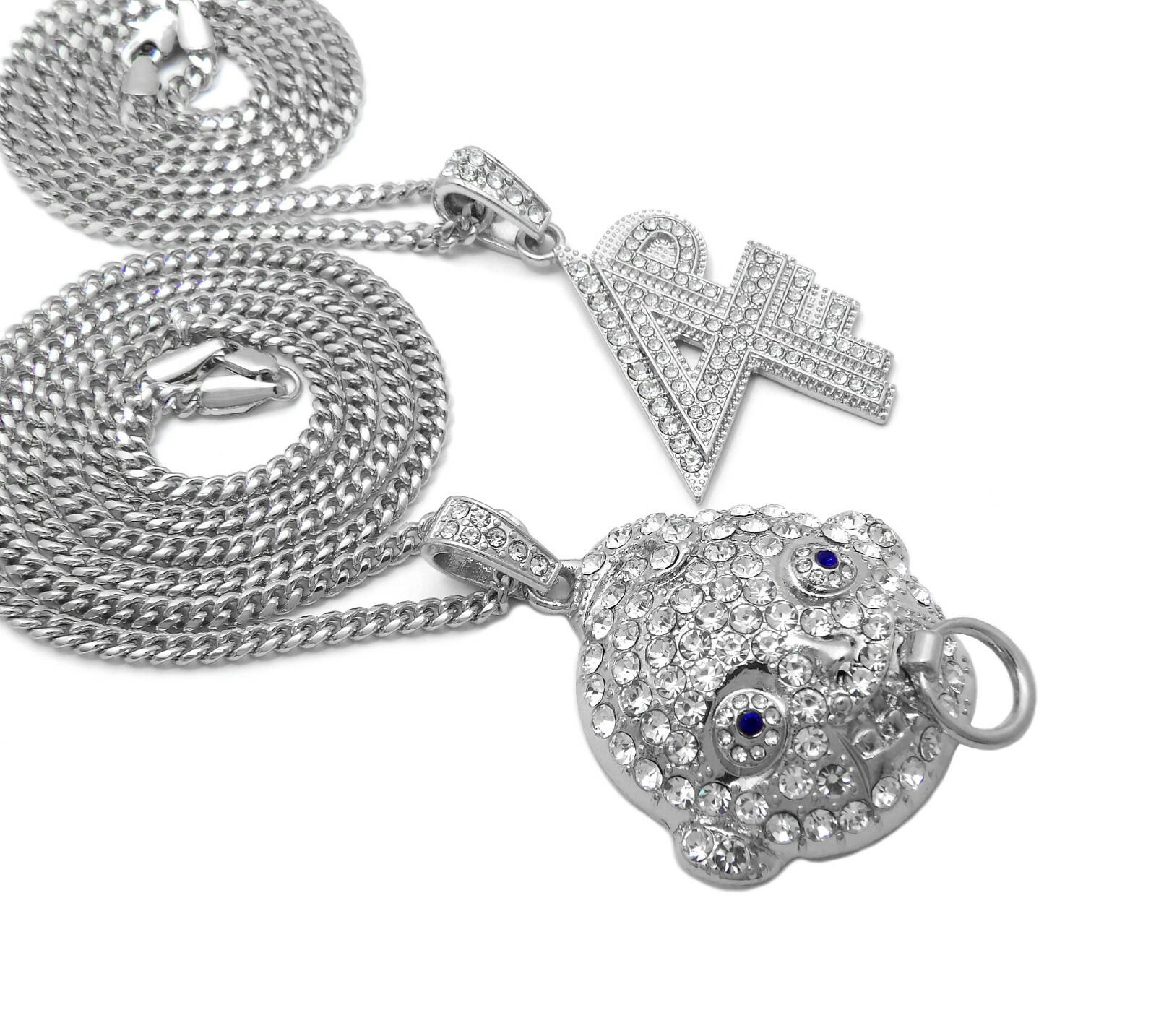 Silver Plated Lil BABY 4PF Pendant & 20" 24" Box Cuban Chain Hip Hop ...