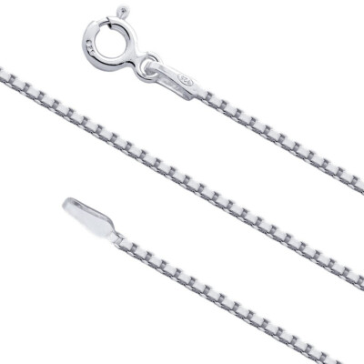 Solid 925 Sterling Silver Box Chain 1mm Necklace Ladies 18" 20" 22 ...