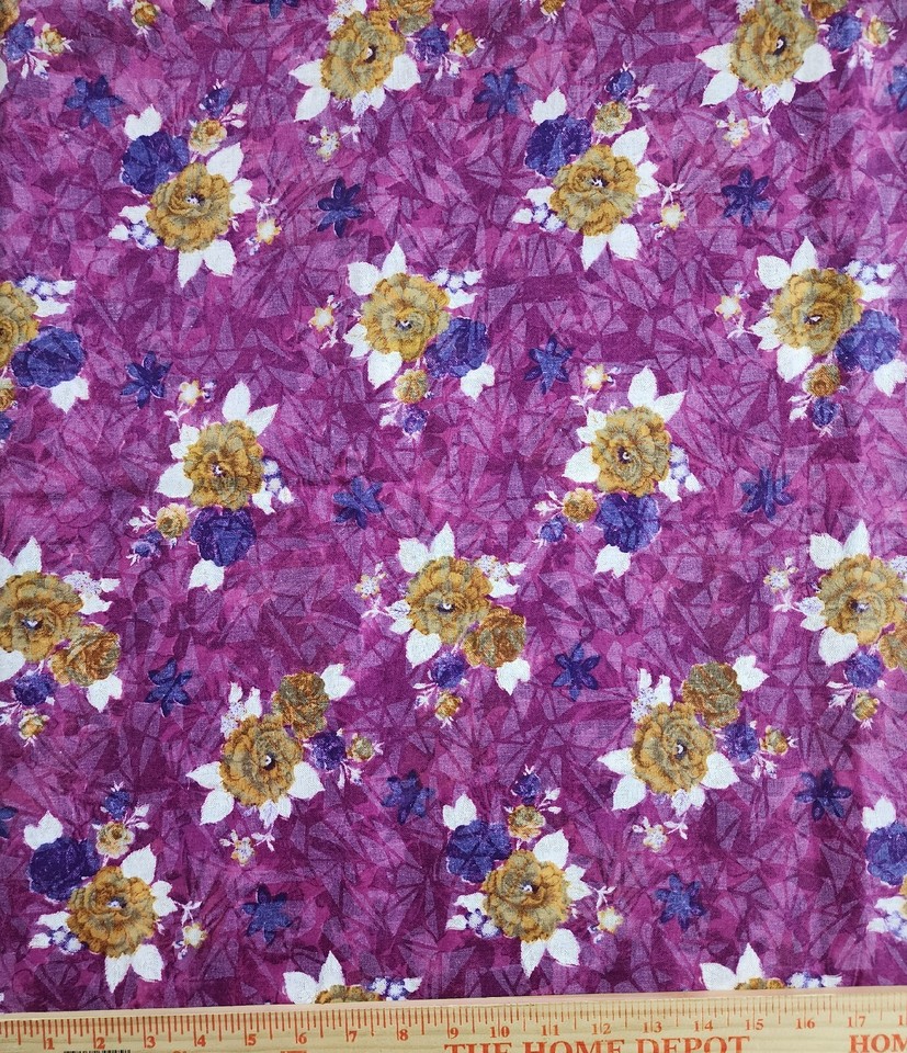 100% Cotton vintage floral Printed soft thin Fabric tela algadon 45" W ...
