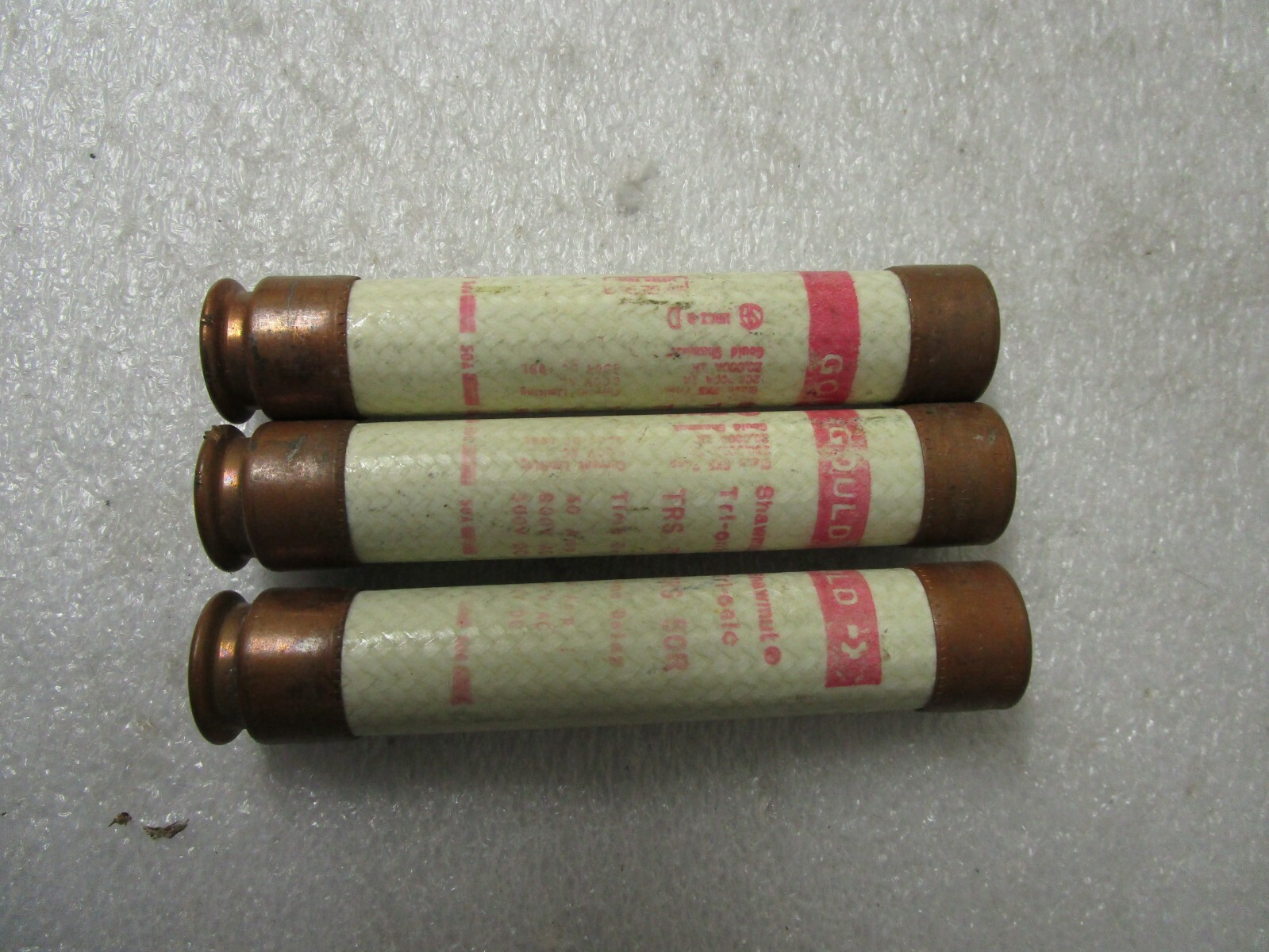 Qty Lot (3) Gould Shawmut TRS50R Tri-Onic Time Delay 50 Amp 600V Fuses ...