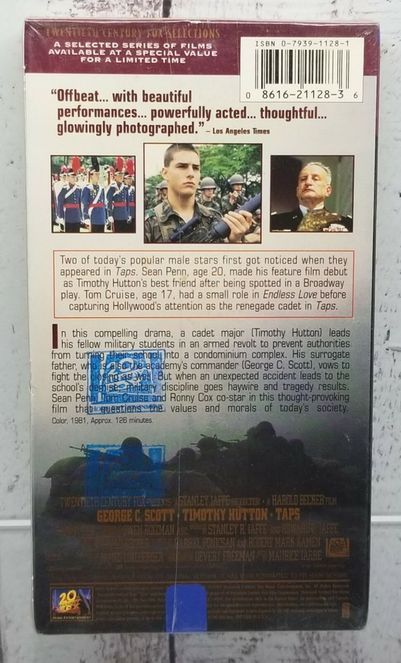 Taps (VHS, 1995) George C. Scott, Timothy Hutton, Sean Penn, Tom Cruise ...