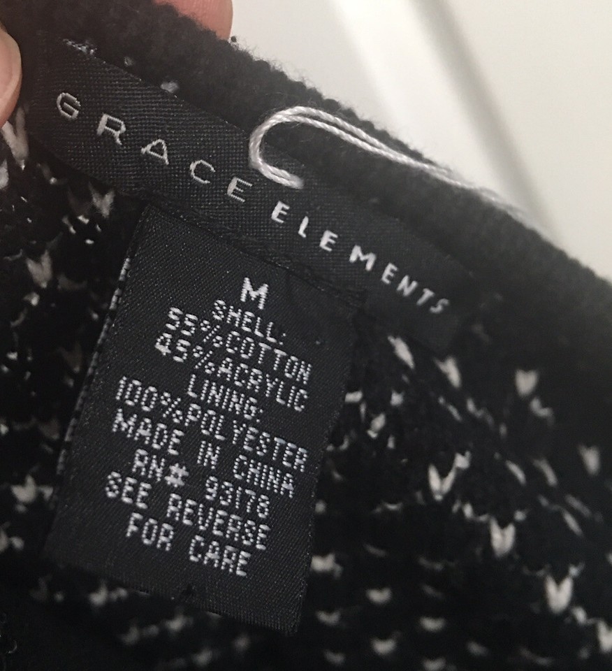 GRACE ELEMENTS women black with white sweater with black chiffon lt ...