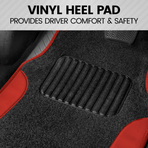 BDK Red All Weather Heavy Duty Car Floor Mats Interior Liners for Auto ...