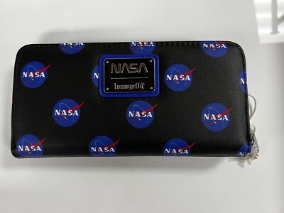 NASA Loungefly Wallet Meatball Black All Over Logo Kennedy Space Center ...