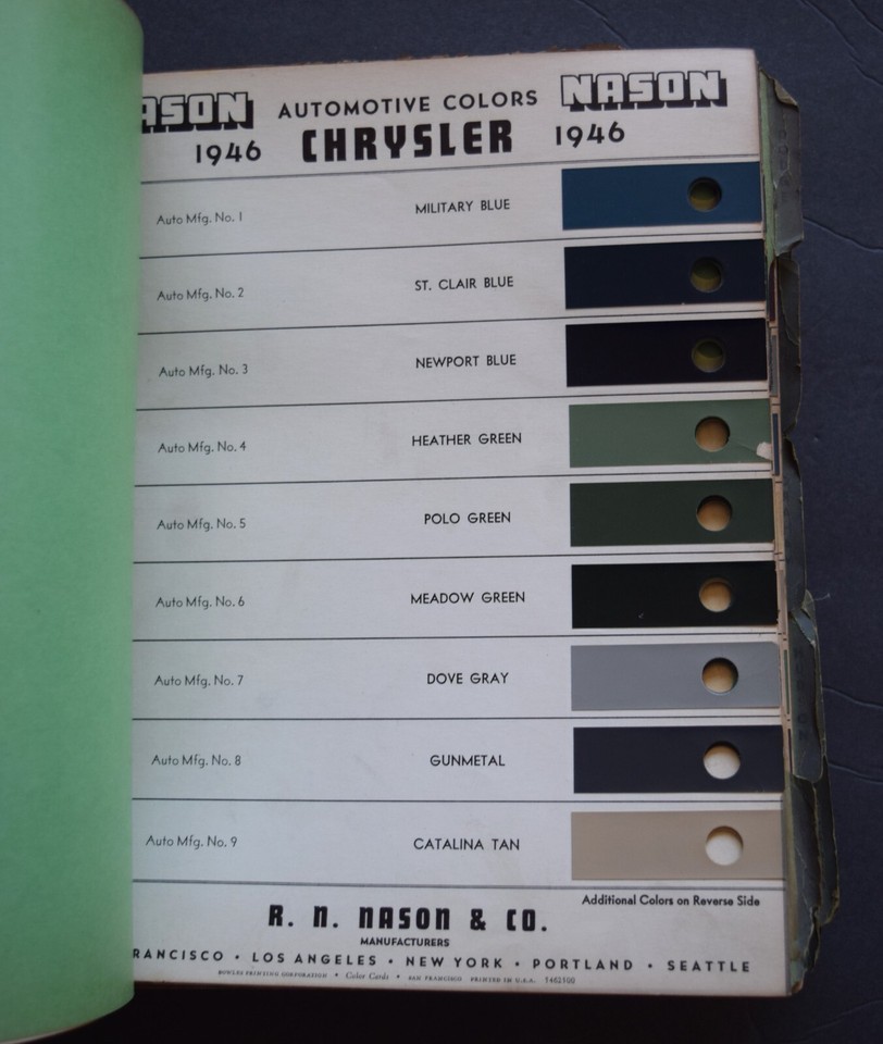 VINTAGE 1937-1948 NASON AUTOMOTIVE COLOR BULLETINS | eBay