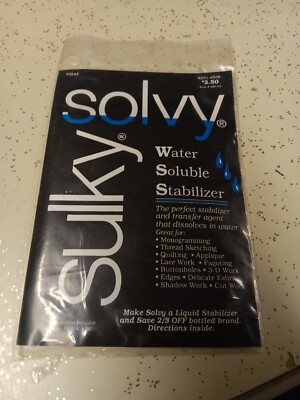 SULKY SOLVY Water Soluble Stabilizer FABRIC Needlepoint Quilting(Pats ...