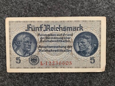 Fünf Reichsmark (Schein) / Reichskredit / 5 Reichsmark / L 12236605 ...