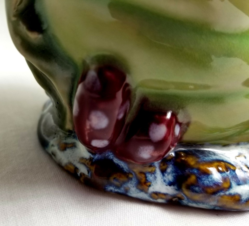 Art Pottery Sea Shell Vase Ocean Turtles Coral Green Blue 4.5" Tall | eBay