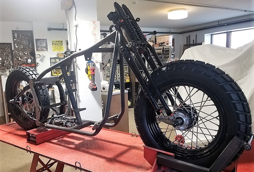 Black Adventure Bobber ST Frame Antique Springer Rolling Chassis Kit | eBay