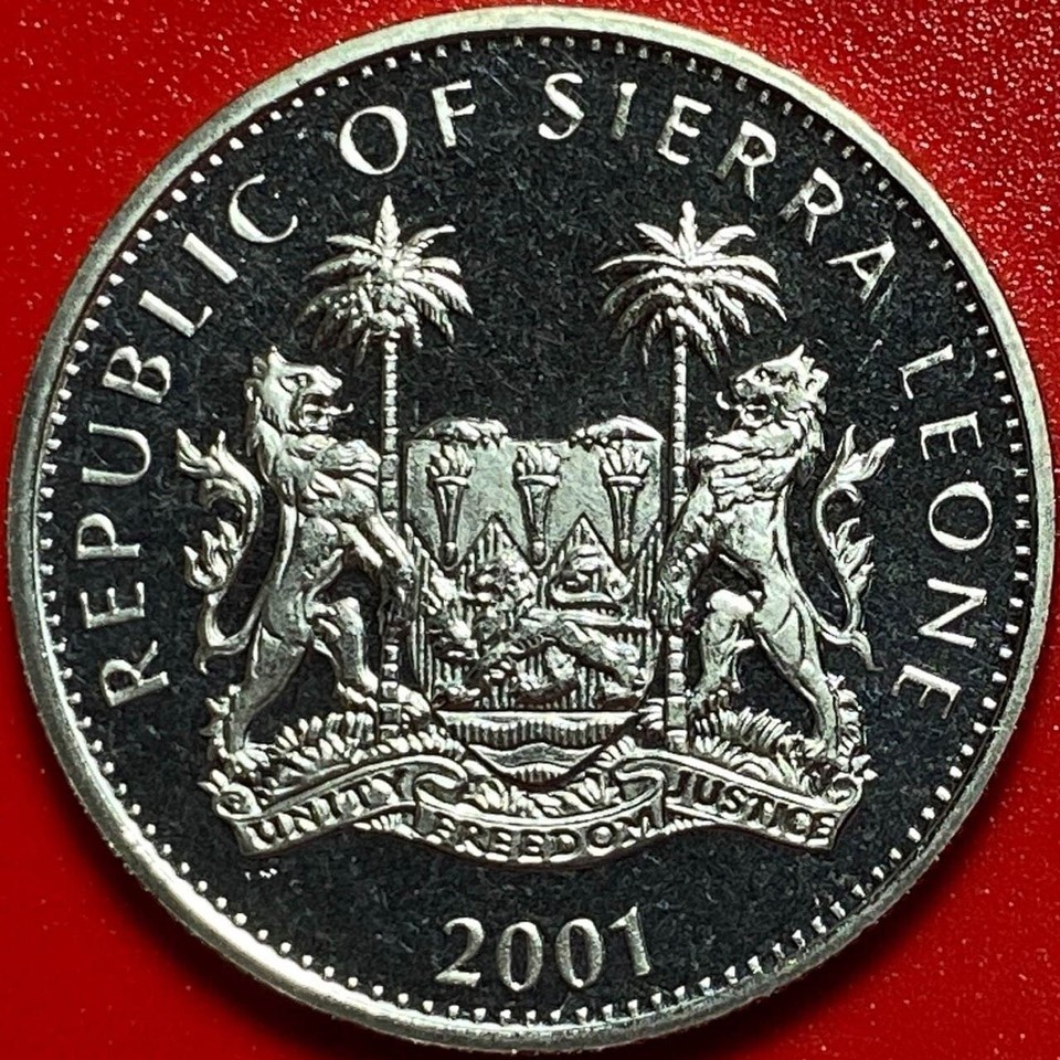 2001 SIERRA LEONE $1 CHEETAH COLORIZED BIG CAT PROOF-LK CU-NI CROWN (no ...