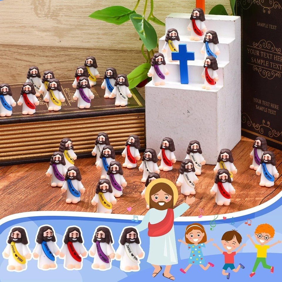 25 Pcs Little Jesus Figures Design Jesus Love You Mini Rubber Jesus Toy ...