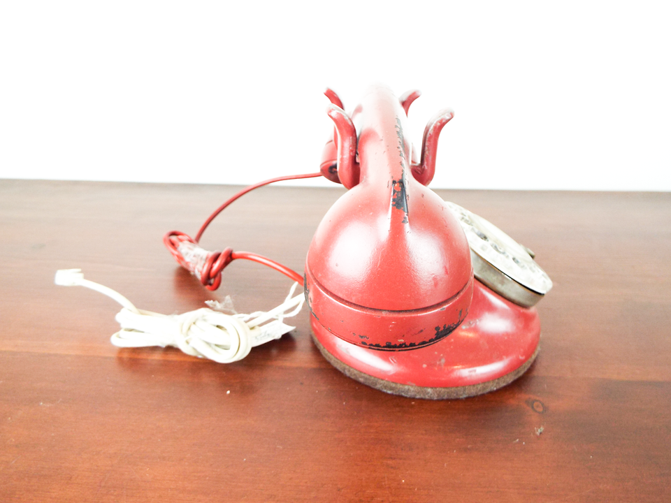 Antique Western Electric 102 B1 Oval Rotary Telephone Factory Red Made ...