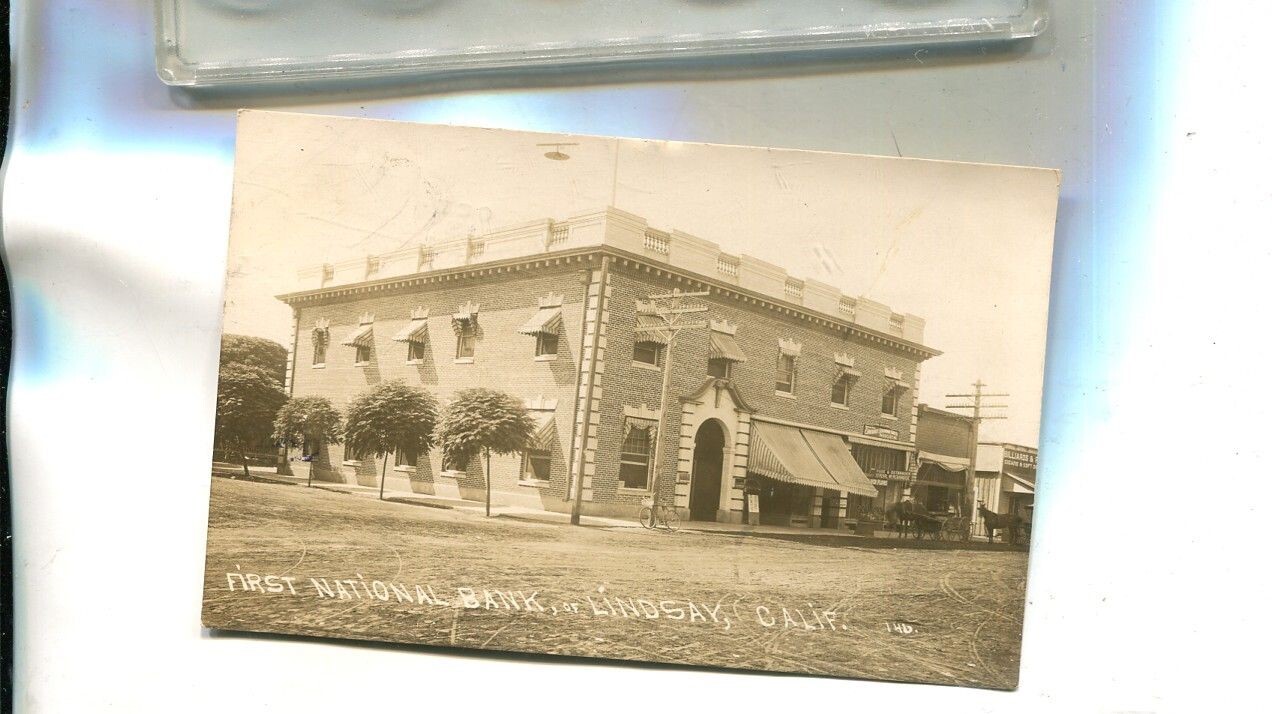 LINDSAY CALIFORNIA NATIONAL BANK REAL PHOTO POSTCARD 1908 1553R | eBay