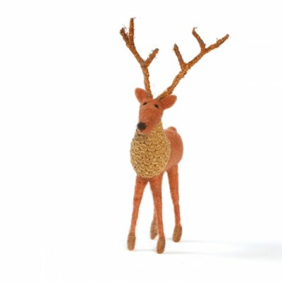 Aufsteller Rentier Elch gold Glitzer Figur braun Geweih Weihnachten ...