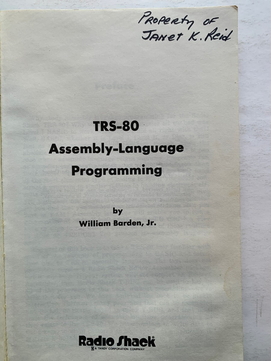 Tandyradio Shack Book Trs80 Assembly Language Radio Shack Tandy