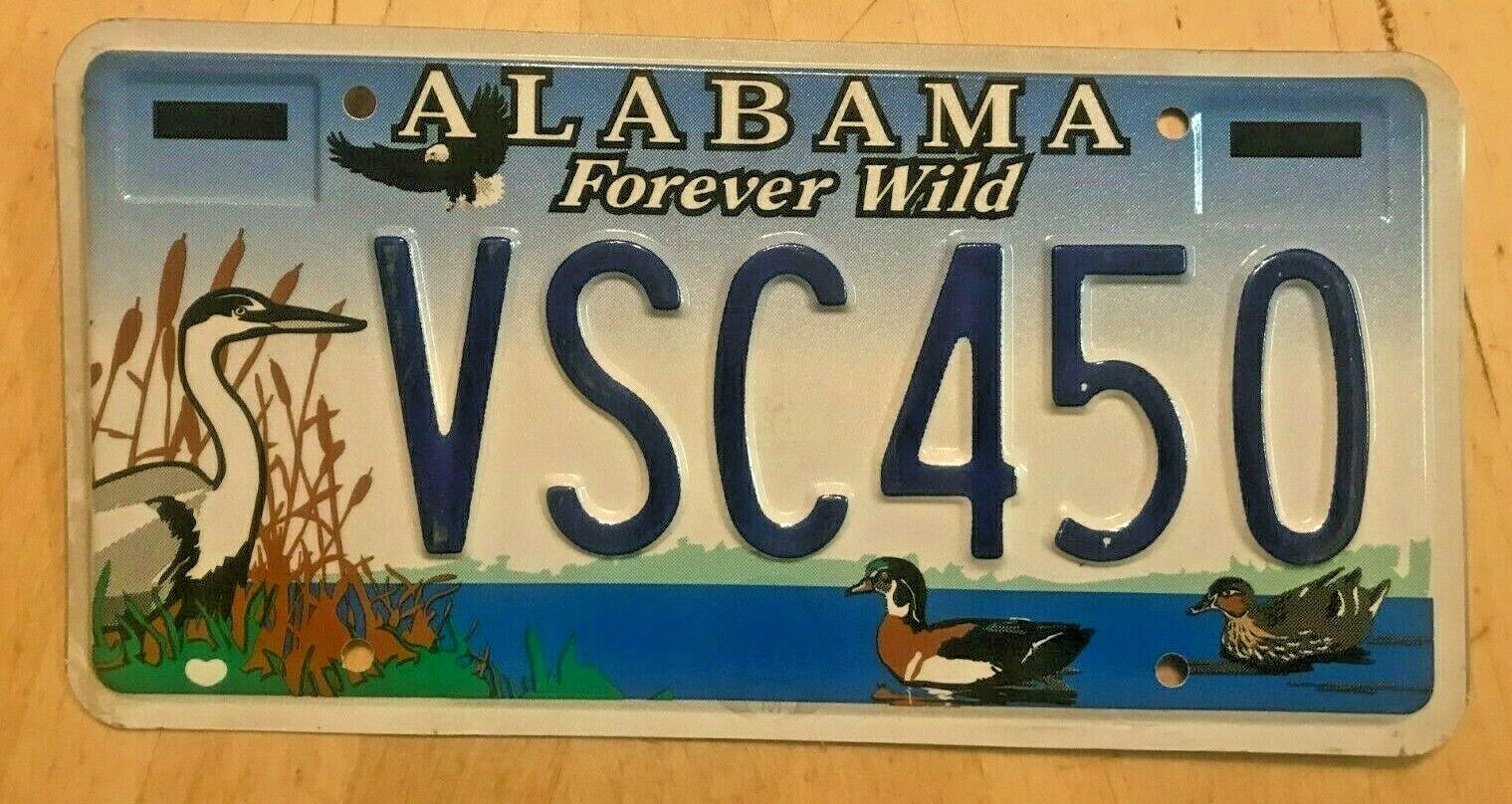 ALABAMA FOREVER WILD COLORFUL GRAPHIC AUTO LICENSE PLATE " VSC 450 " AL ...