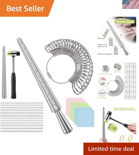 Professional Jewelry Measuring Kit: 25 Stainless Steel Sizers & Hammer ...