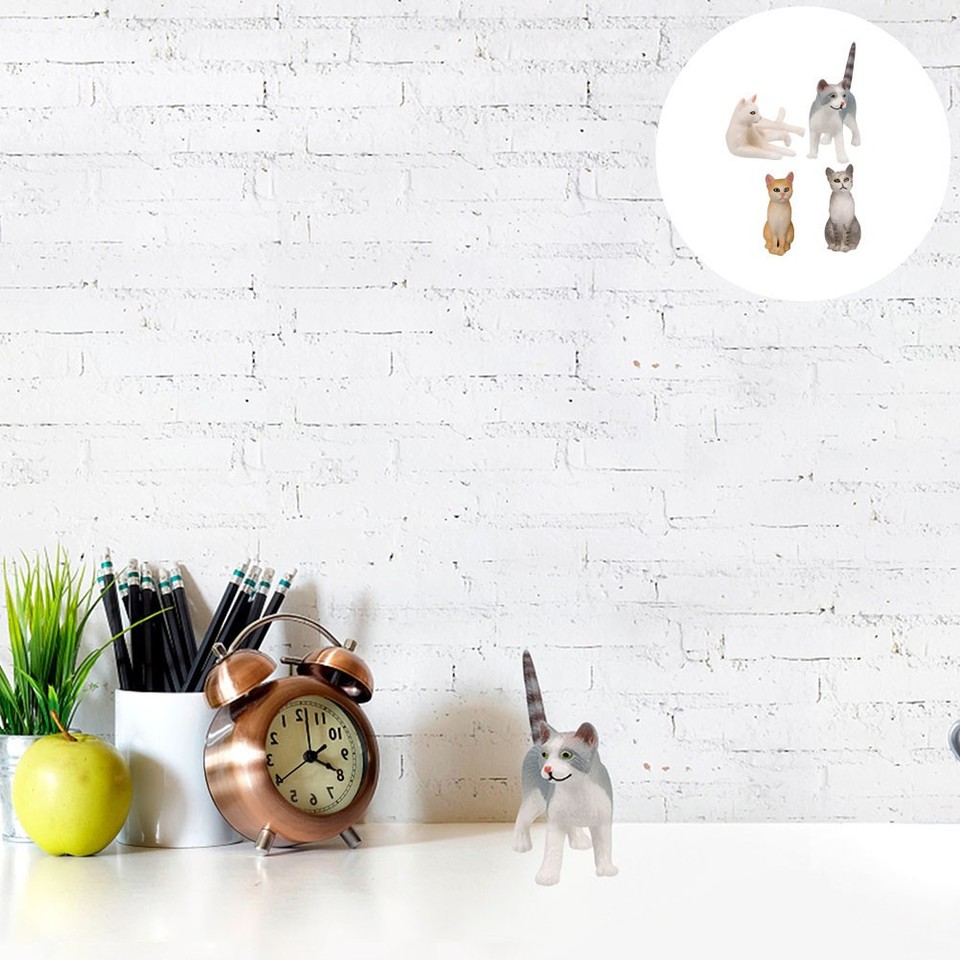 4 Pcs Cat Figures Simulation Statues Mini Creative Desktop Decoration ...