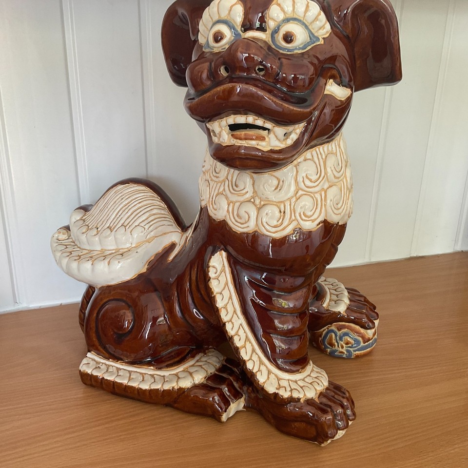 LARGE VINTAGE FOO DOG 18" x 17" - FENG SHUI, GOOD LUCK BRINGER | eBay UK