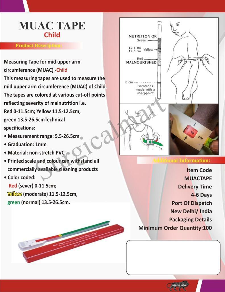 MUAC Tape Mid Upper Arm Circumference Measuring Tape Child Pack Of 50 ...