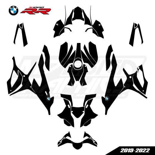 Graphics template BMW S1000RR 2019-2022 vector AI. PDF. EPS. (escala 1: ...