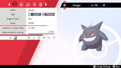 Shiny Gengar Cursed Body Pokemon Sword/Shield | eBay UK