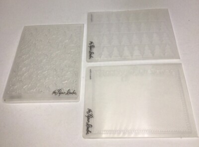 The Paper Studio Christmas Embossing Folders Holly Fir Trees Merry ...
