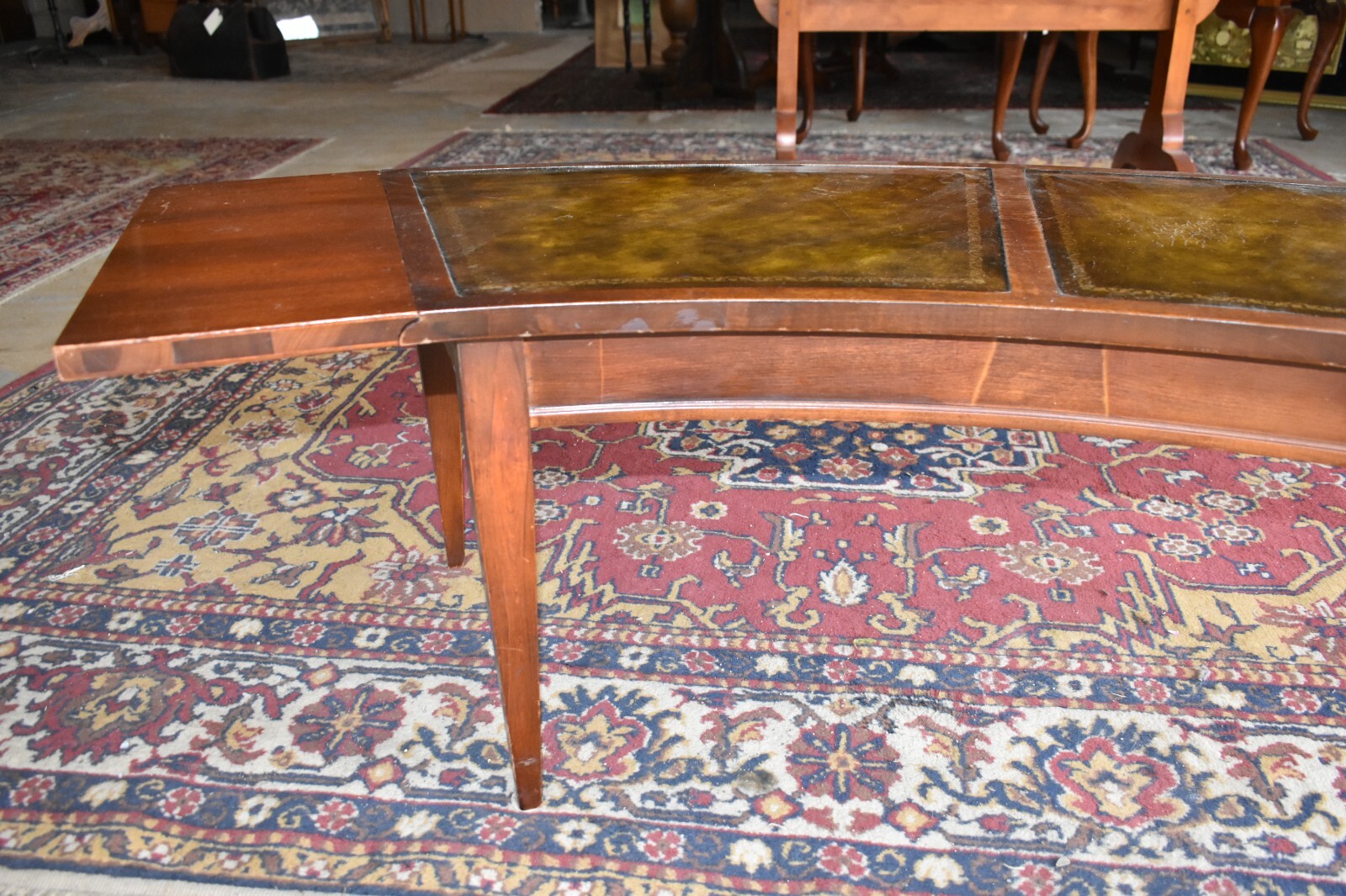 Mid-Century Vintage Leather Top Mahogany Drop Sides Coffee Table | eBay