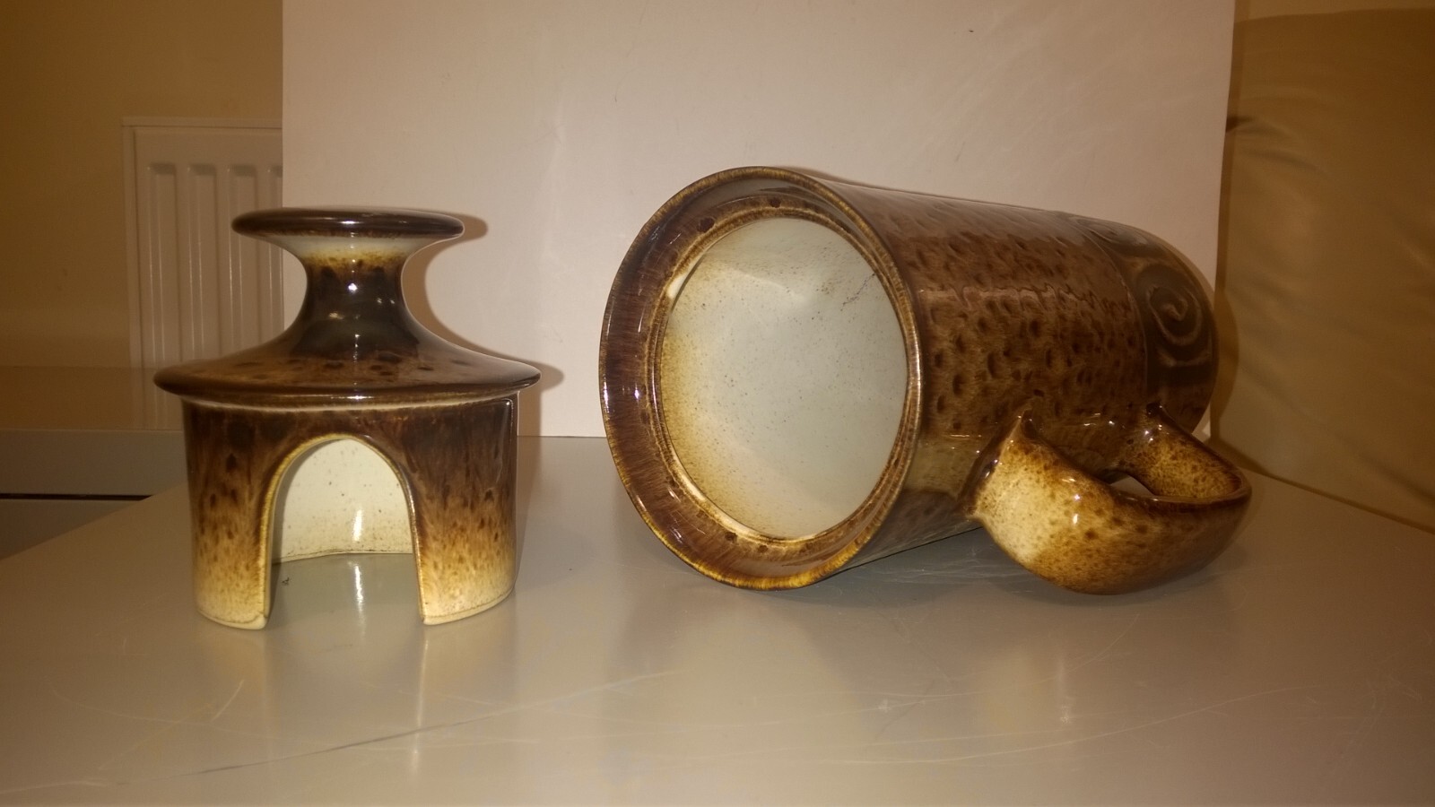 Coffee Pot Vintage Iden Pottery Rye Sussex Tall Brown Glazing over ...