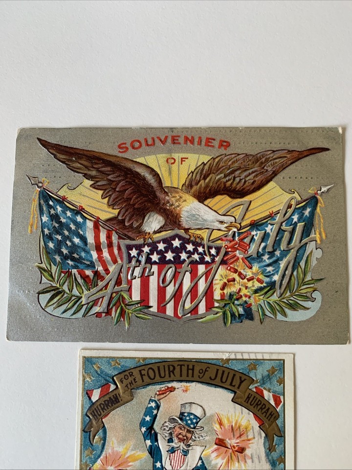 Antique 4th Of July Postcards Card Lot Of 2 Uncle Sam Embossed 1907 | eBay