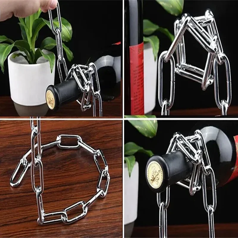 Suspended Chain Red Wine Rack Hanging Metal Wine Holder Wine Bottle ...