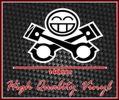 SMILEY CROSS BONES PISTONS TURBO DRIFT RACE CAR FUNNY BUMPER STICKER ...