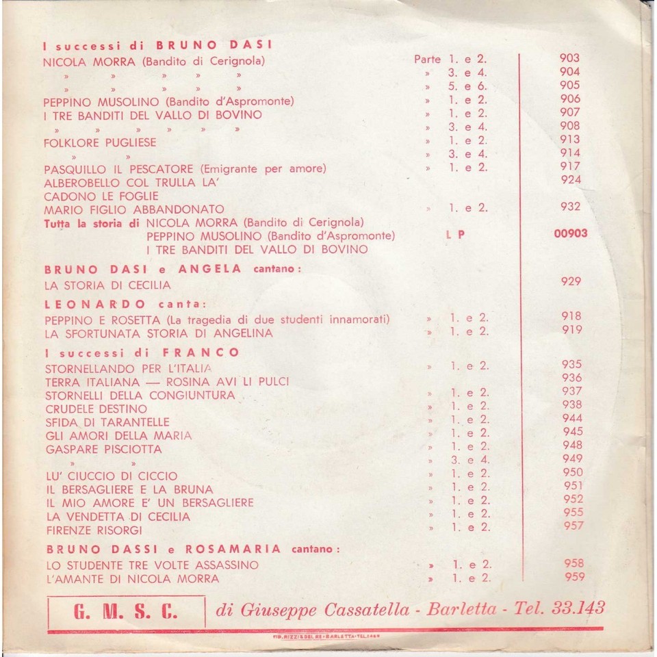 Bruno Dassi ‎Vinyl 7 " 45 RPM L' Lover Di Nicola Morra Gmsc New ‎ | eBay