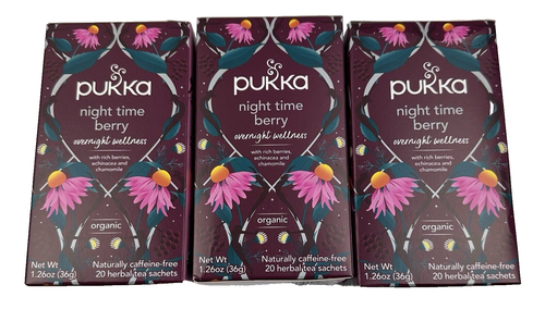 (3) Pack Pukka Herbal Collection Organic Night Time Berry Overnight 20 ...