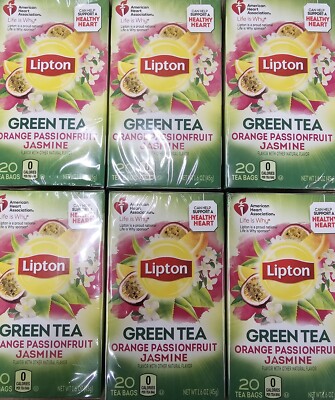 6 Boxes 120 Tea Bags Lipton Green Tea Bags, Orange, Passionfruit ...