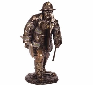 Fireman Fighting Fire Hand Painted Resin Figurine Miniature Statue 7"H ...