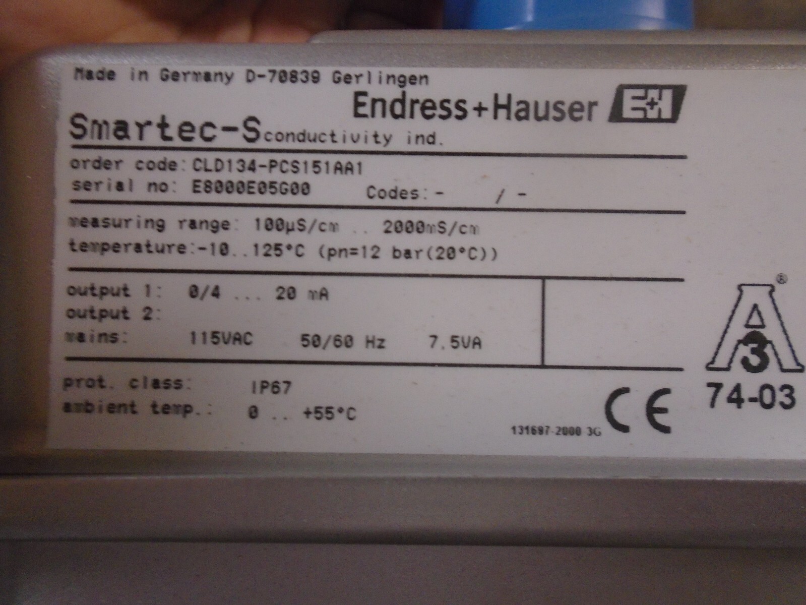 ENDRESS & HAUSER CLD134-PCS151AA1 HYGENIC MEASURING SYSTEM | eBay