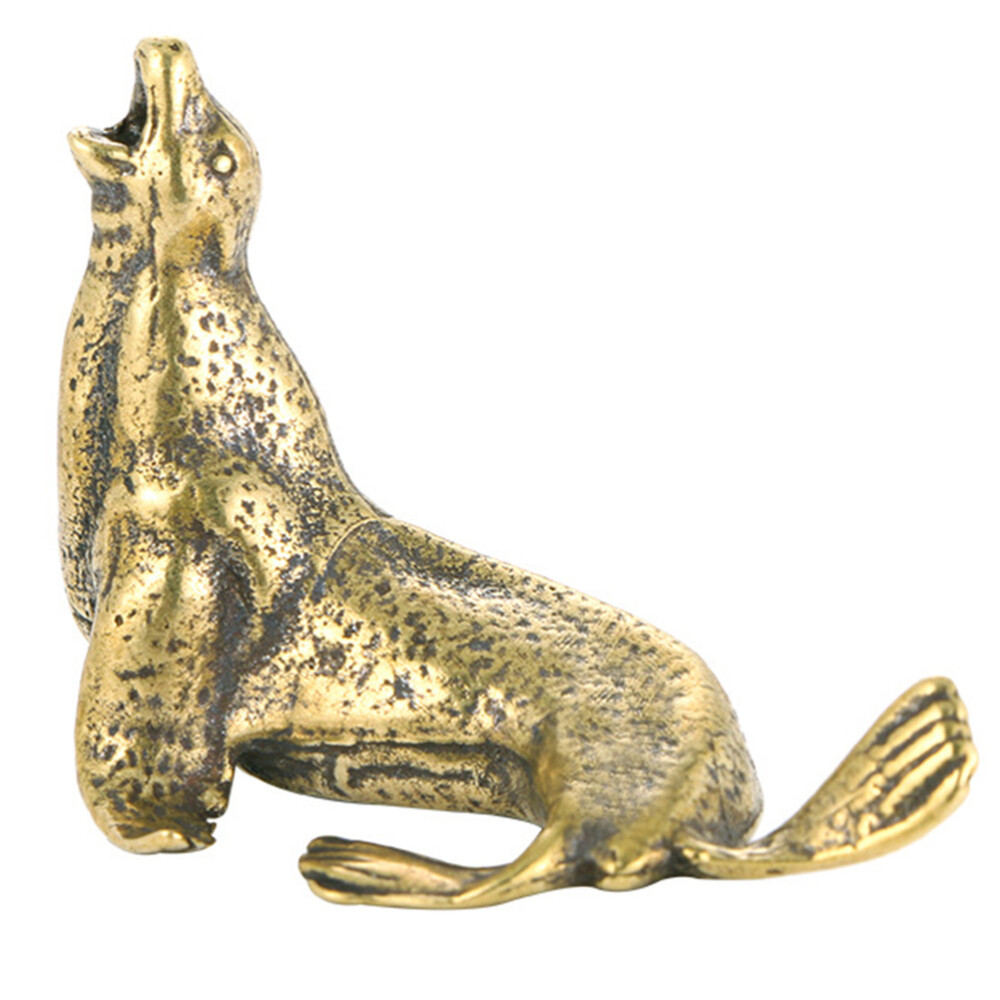 Decorative Brass Craft Sea Lion Statue Sea Lion Collectible Figurines ...