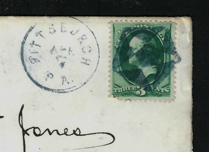 Fancy Cancel Blue Pittsburgh Star 3 Cent #158 Washington Banknote 18713 ...