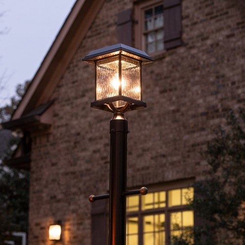 Gama Sonic Aspen Black Solar LED Outdoor Post Light with 3 Black ...